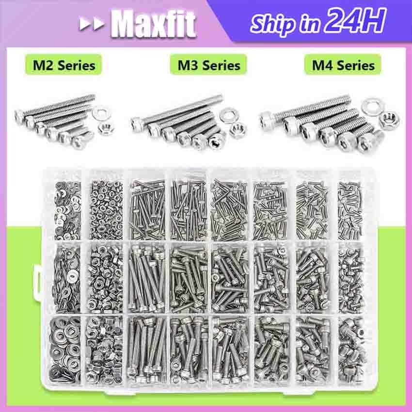 Jual 1080 pcs Baut L M2/M3/M4 Hex Socket Bolt Screw Nut Baut Soket Mur dan Mur Stainless Steel ...