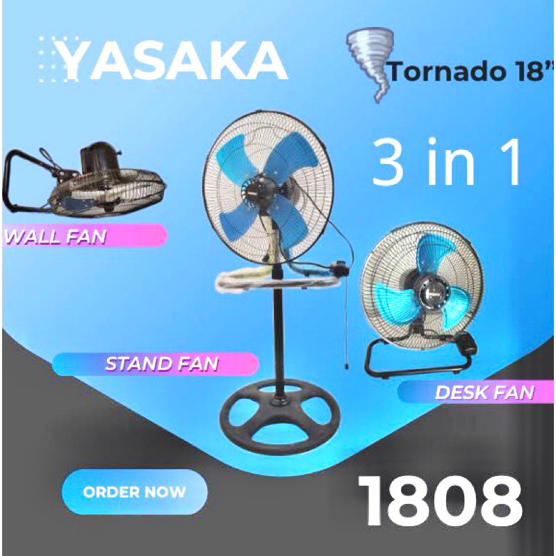 Jual Standfan Stand Fan Kipas Angin Berdiri Dinding Duduk Meja BESI 3 in 1 YASAKA 18in 18inch ...