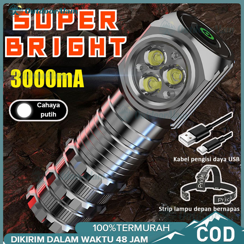 Jual LED Senter Super Terang 10000 Lumens Jarak Jauh Waterproof/senter led super terang/ senter ...