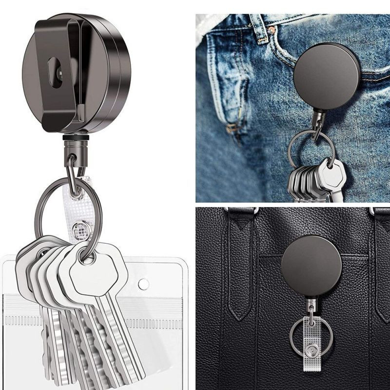 Jual Gantungan Kunci Tali Retractable Keychain Paduan Carabiner Lanyard ...