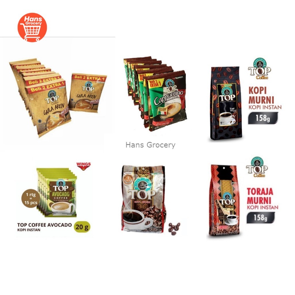 Jual Hans Kopi Top Coffee Gula Aren, Avocado, Cappuccino, Murni dan ...