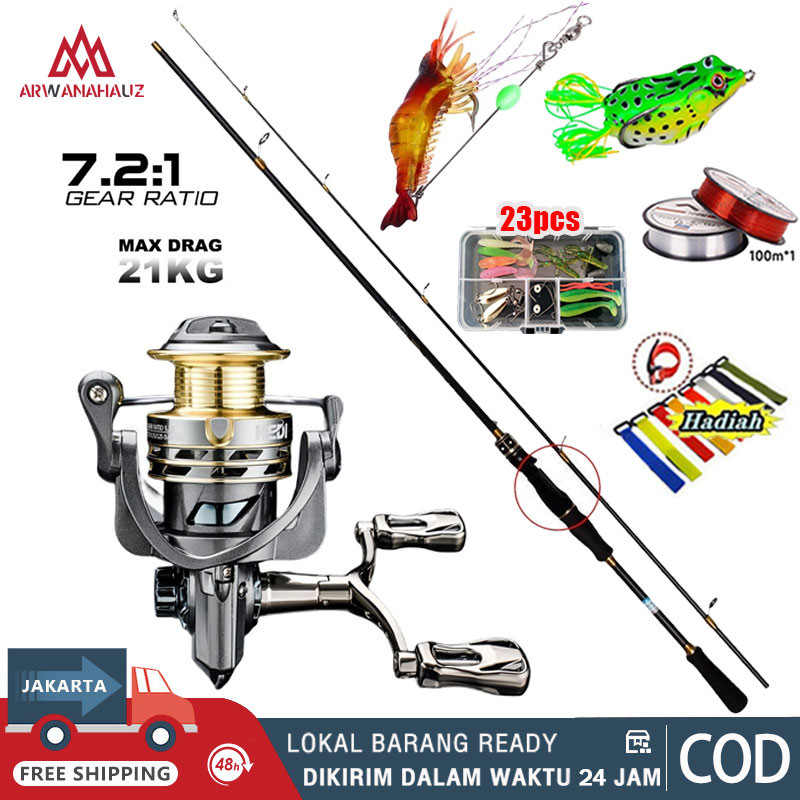 Jual DAIWA Pancing Set 21 Kg/ Set Pancing 1.8m/2.1m Joran Pancing 1000-4000 Reel Pancing 150M ...