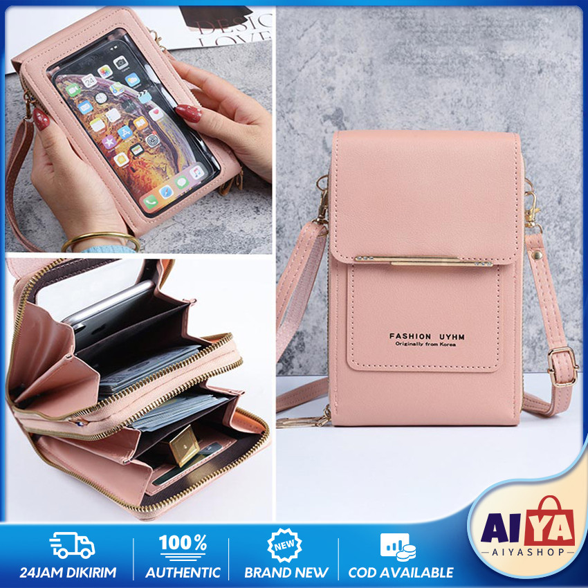 Jual Tas Hp Dan Uang Dompet Gantung Leher Bahan Kulit Pu Leather | Tas Selempang Hp Dan Uang ...