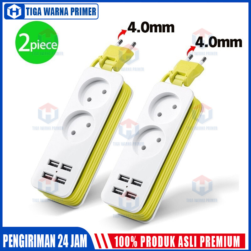 Jual Portable Stop Kontak Travel - 4 USB Port - Kabel 1,5 Meter/Stop Kontak Traveling 2 Lubang ...