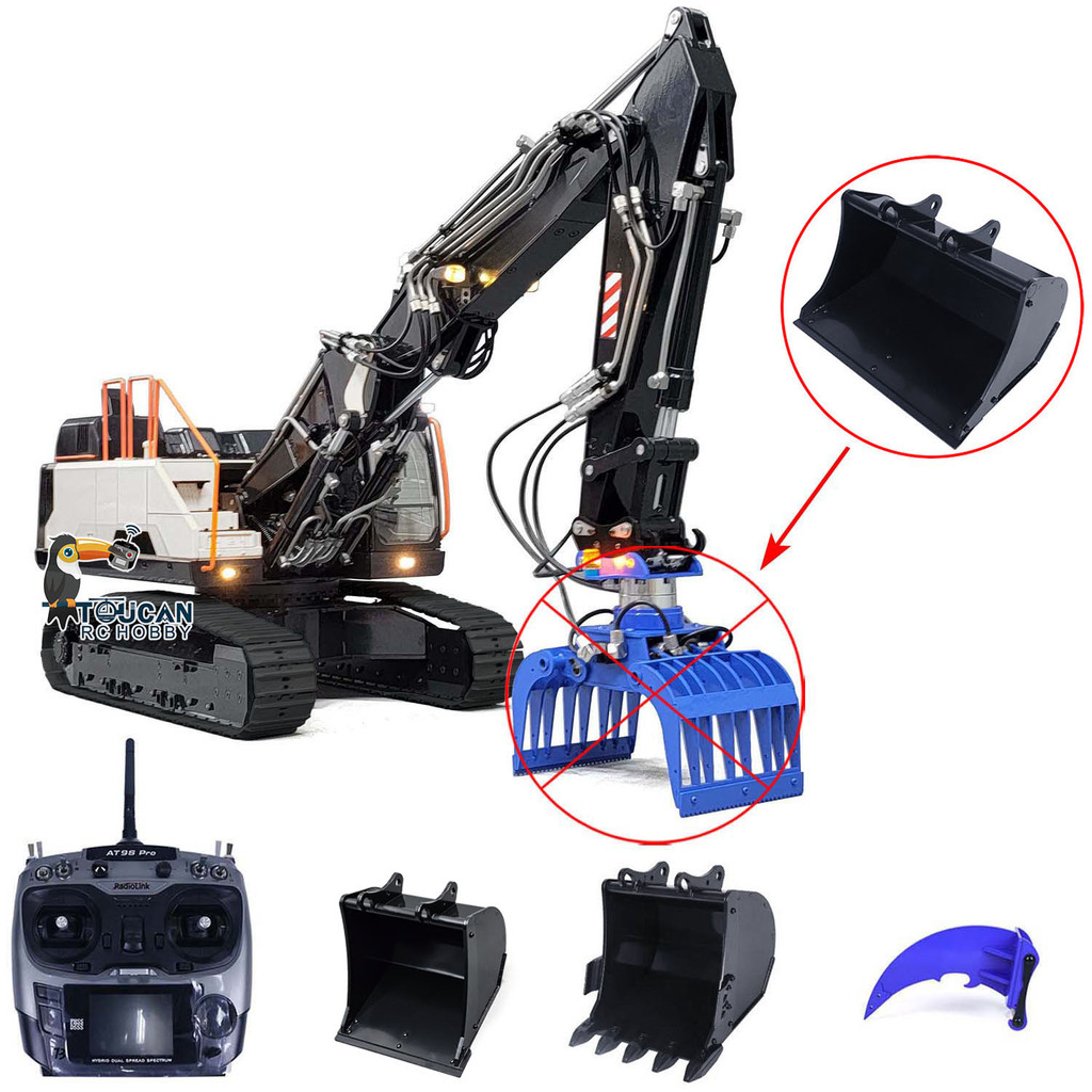 Jual 1/14 EC380 Hydraulic RC Excavator Metal Tracked 3 Arms Remoted ...