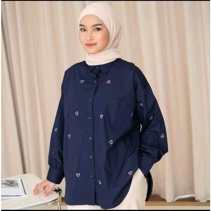 Jual Sofia Kemeja Wanita Linen Bordir Love Tendy Lengan Panjang ...