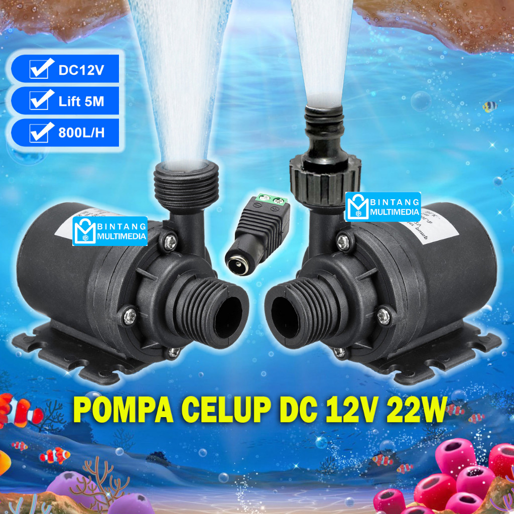 Jual SB10Y Pompa Air Celup DC 12V 22W 800L/H 5M Hidroponik Cuci Motor ...