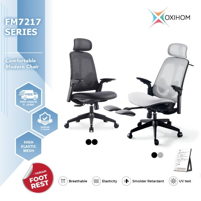 Jual OXIHOM FM7217 Kursi Mesh Kursi Gaming Kursi Kantor dengan Foot ...