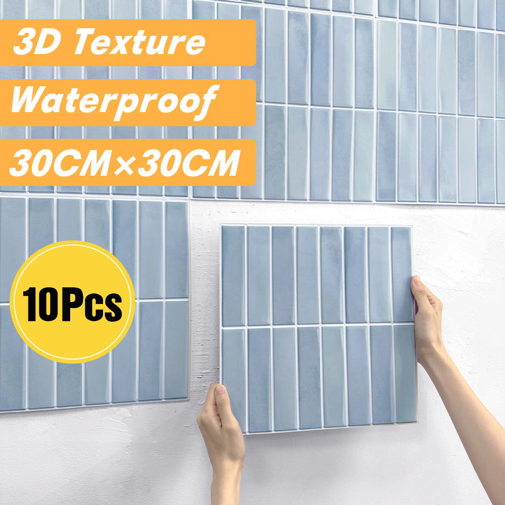 Jual 10pcs 3D Self-adhesive Wall Panels Peel and Stick Kitchen Tile Backsplash 3D Tile Sticker ...