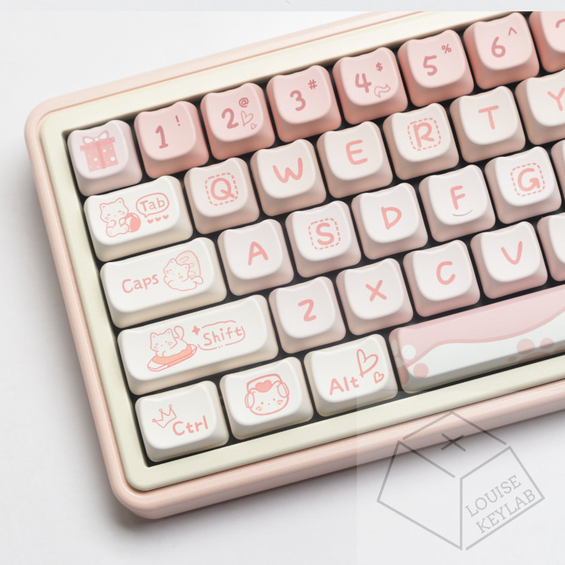 Jual Keycaps PBT Kuping Kucing kitty ear 142Keys MAO Profile Mechanical ...