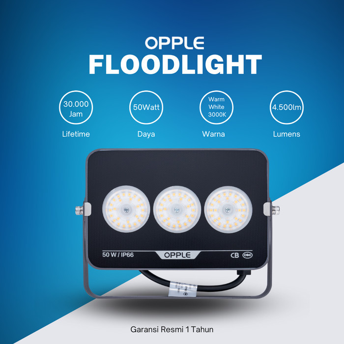 Jual OPPLE Lampu LED Floodlight 50W 3000K EQ III Kuning | Shopee Indonesia