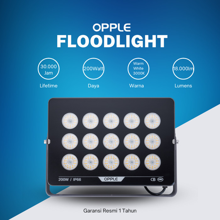 Jual OPPLE Lampu LED Floodlight 200W 3000K EQ III Kuning | Shopee Indonesia