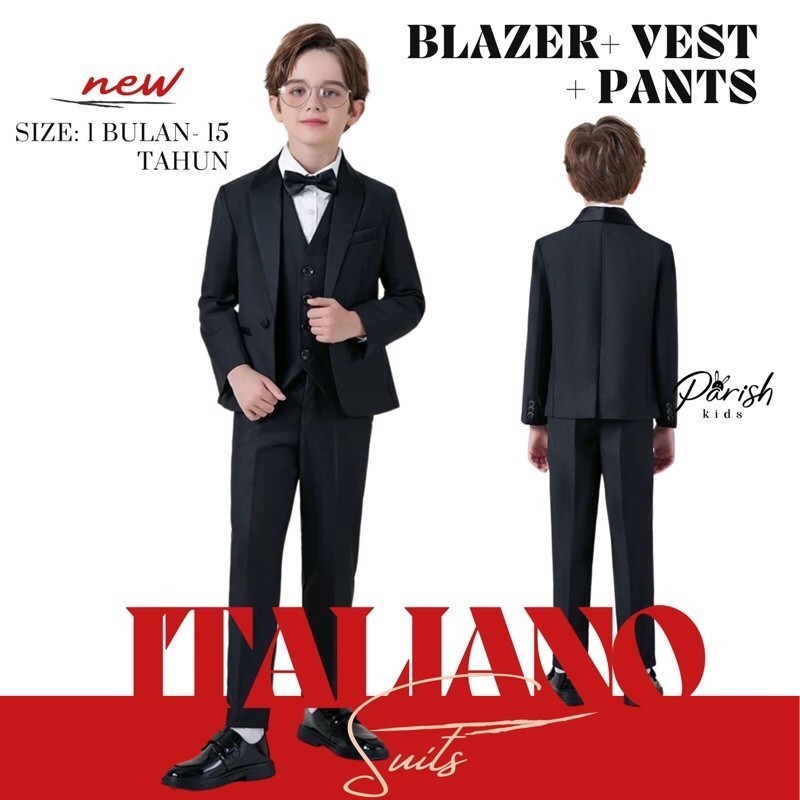 Jual Italiano Modern Black Kids Suits /Set Blazer Hitam Anak Laki-Laki ...