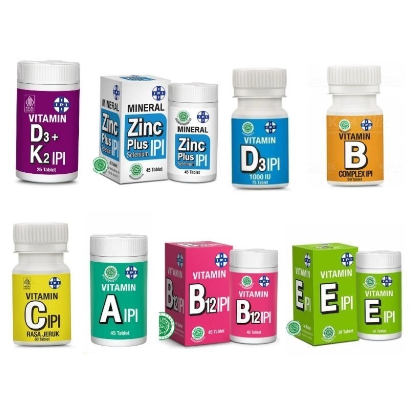 Jual IPI Vitamin A B C D3 1000IU Zinc Plus D3 K2 B12 B1 BC B Komplek ...