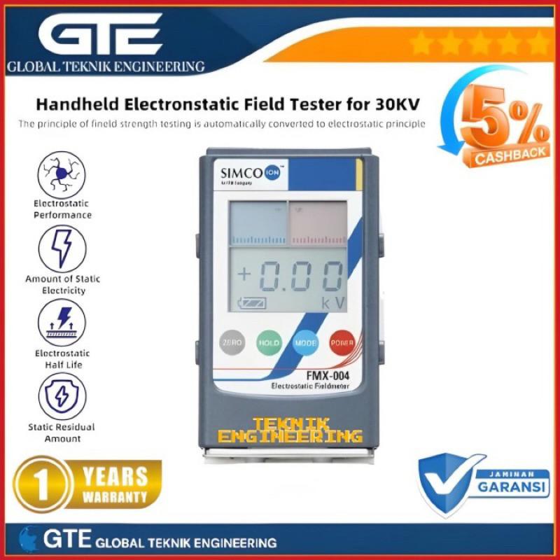 Jual FMX-004 simco fmx004 Electrostatic Field Meter name plat Made in ...