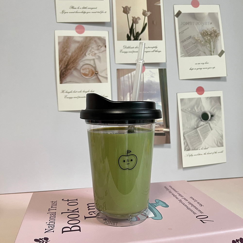 Jual Simple Transparent Plastic Water Bottle For Girls With Straw ...