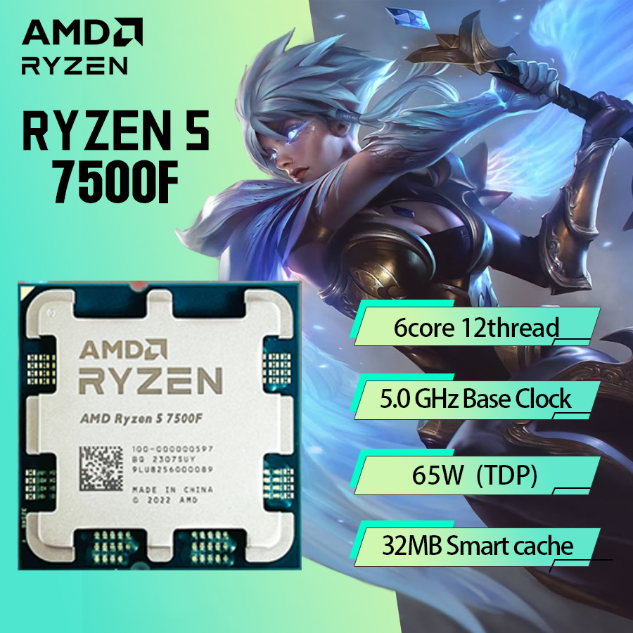 Jual New AMD Ryzen 5 7500F R5 7500F 3.7GHz 6-Core 12-Thread CPU ...