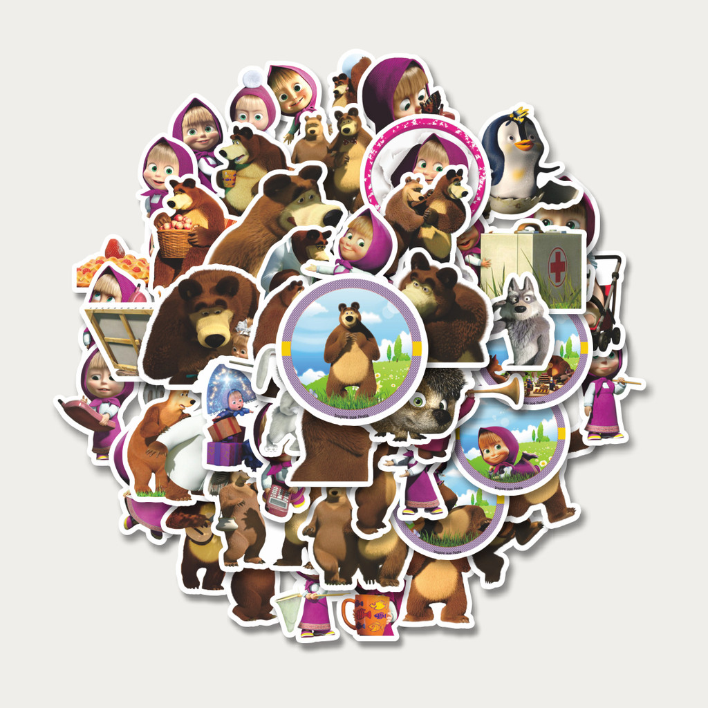 Jual Sticker Pack Stiker Kartun Series Masha And The Bear V1 | Sticker ...