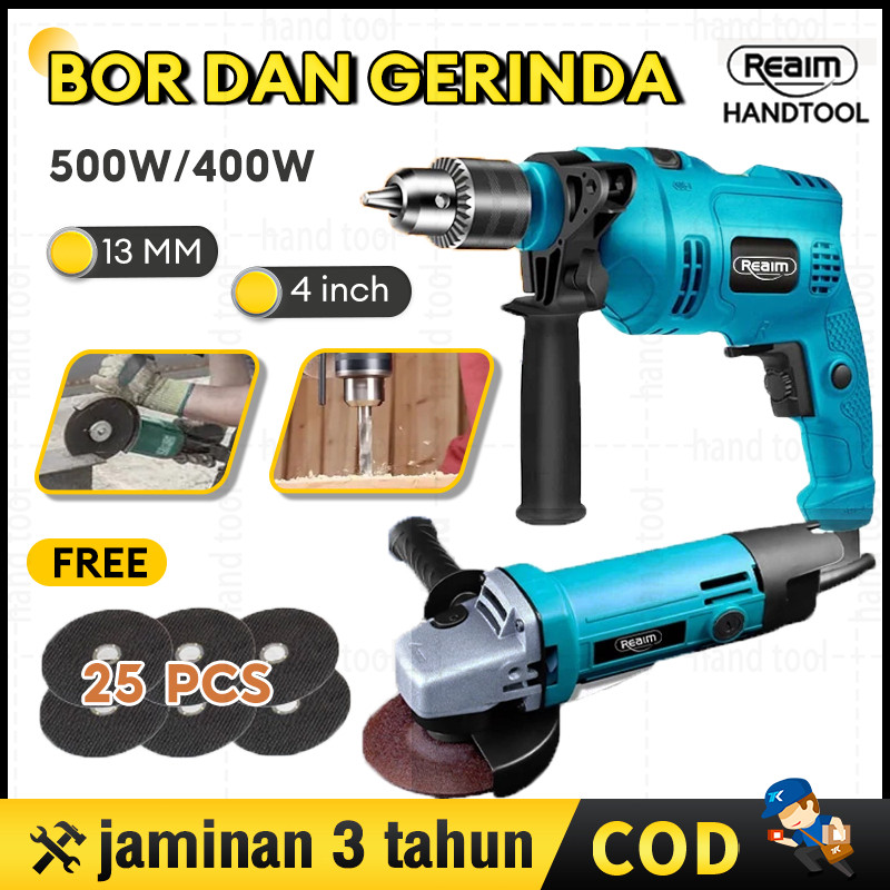 Jual Reaim Mesin Gerinda Tangan 400W dan Mesin Bor Listrik 13mm 500W ...