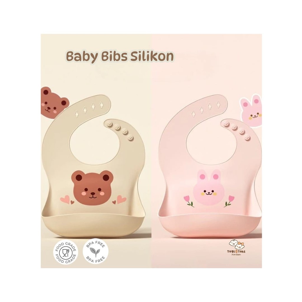 Jual (OTH1270 ) Baby Bibs Silikon BPA Free Waterproof MPASI Celemek ...