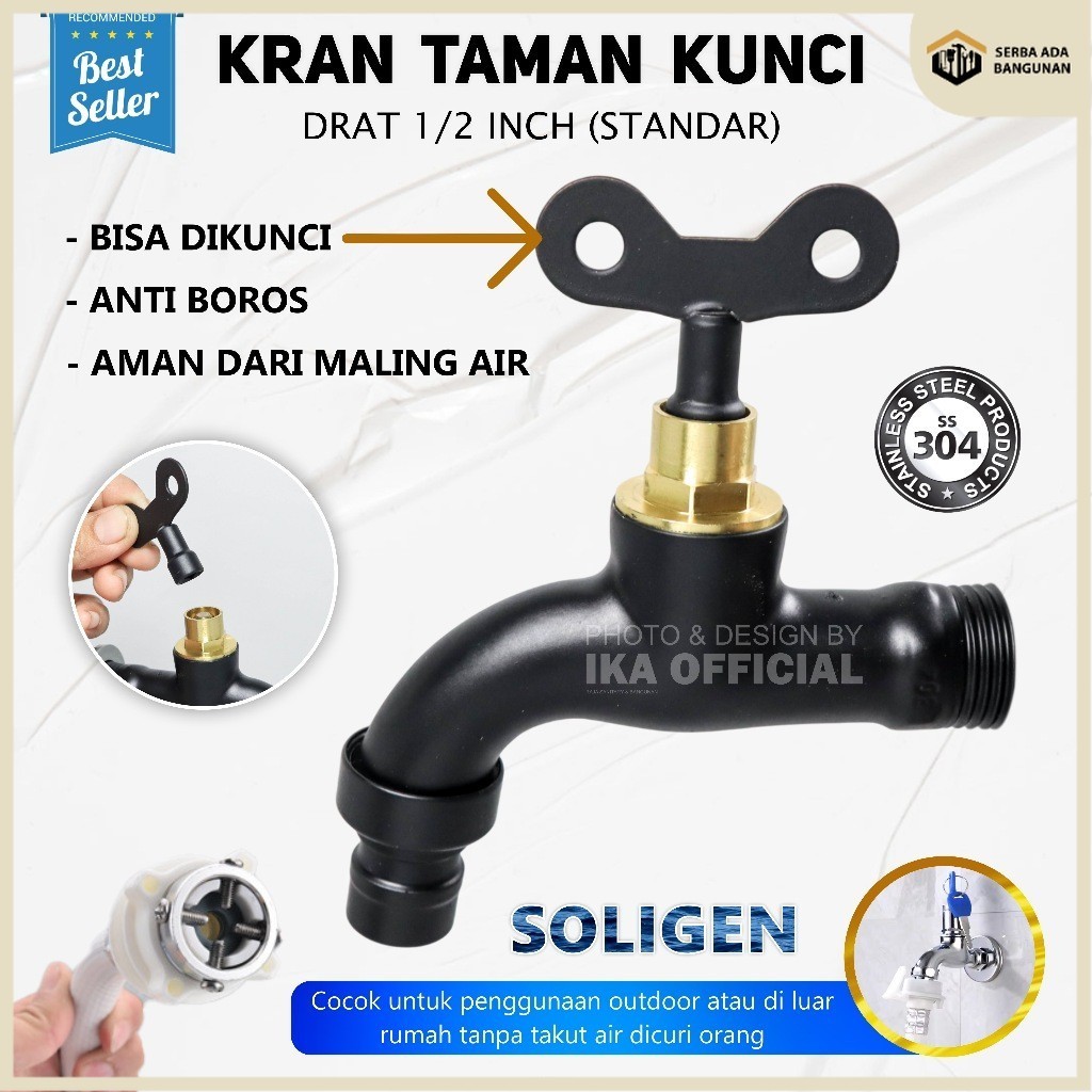 Jual SAB Kran Taman Cabut Kunci Stainless SUS 304 SOLIGEN Keran Air ...