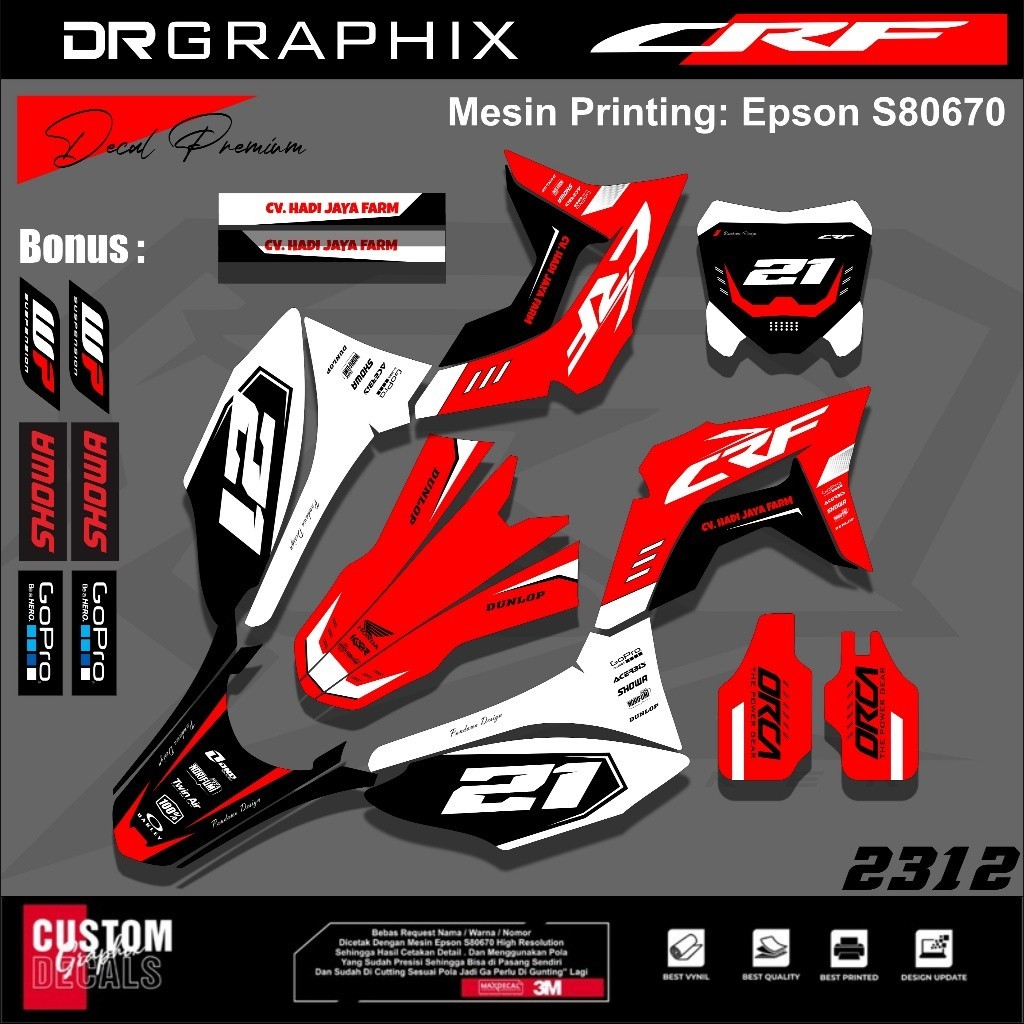 Jual decal crf 150 papan nomor hitam merah fullbody | Shopee Indonesia