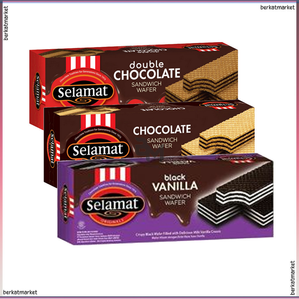 Jual Wafer Biskuit Selamat Coklat Sandwich Double Chocolate Black ...