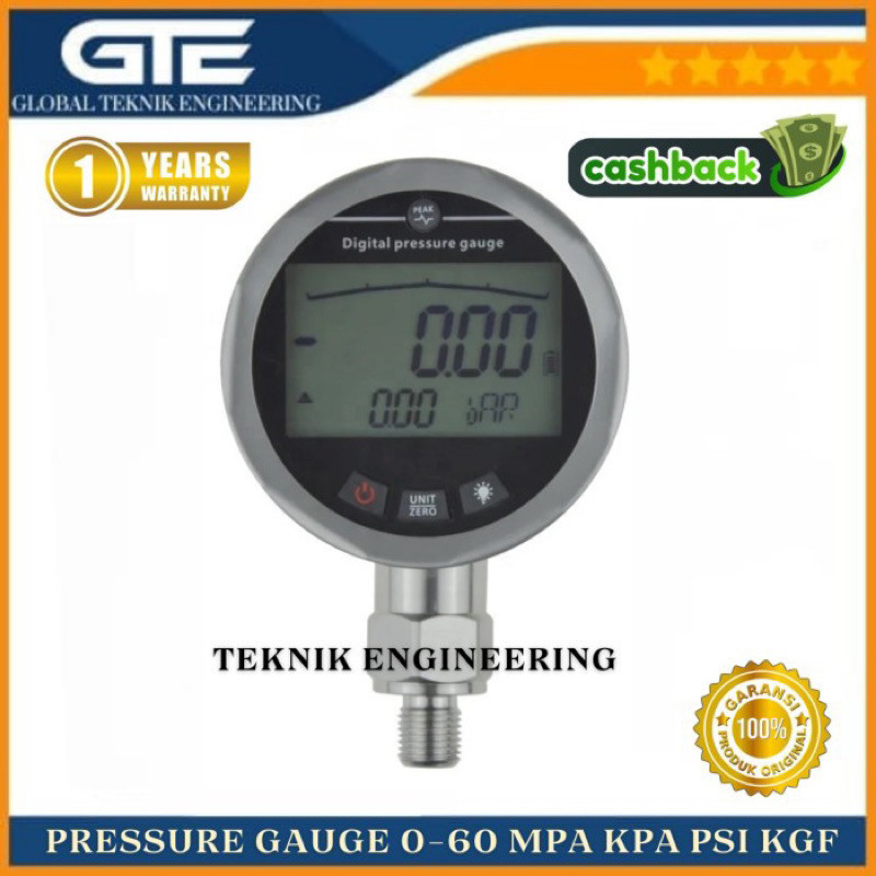Jual Digital Hydraulic Test Pressure Gauge 0-60 MPa Kpa PSI Kgf cm2 600 ...