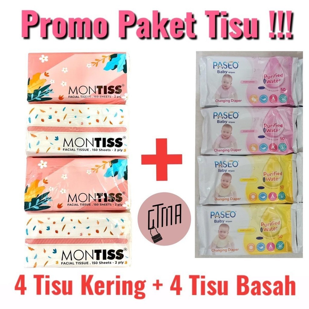 Jual Paket Tisu Kering + Tisu Basah (Montis+Paseo) | Shopee Indonesia
