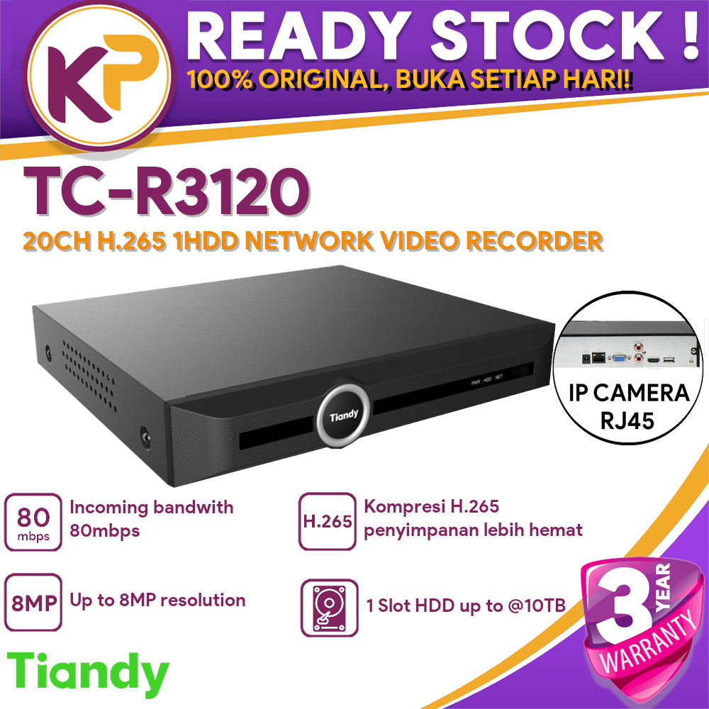 Jual TIANDY TC-R3120 NVR NON POE 20CH UP TO 8MP GARANSI RESMI | Shopee Indonesia
