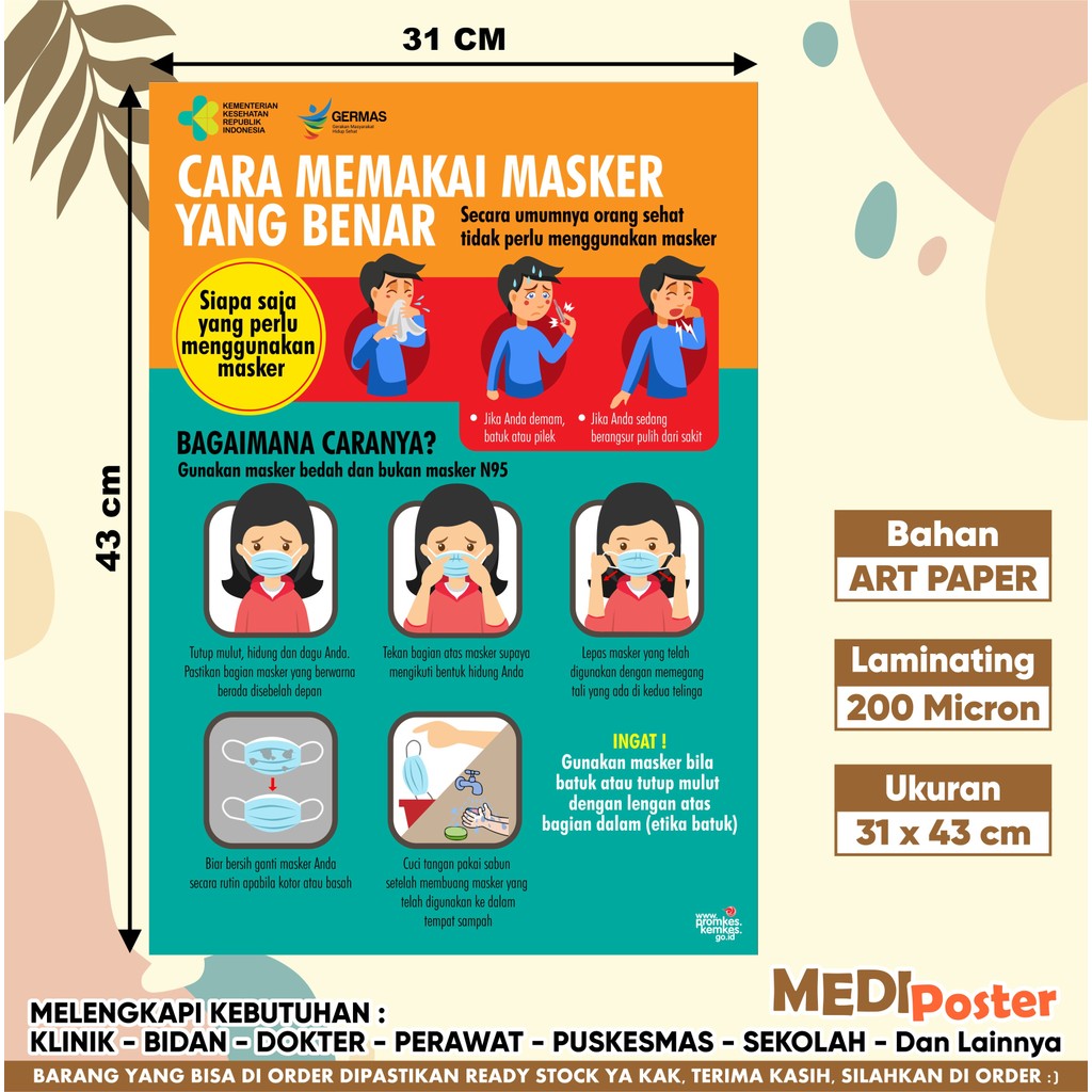 Jual Poster Cara Memakai Masker yang Benar | Shopee Indonesia