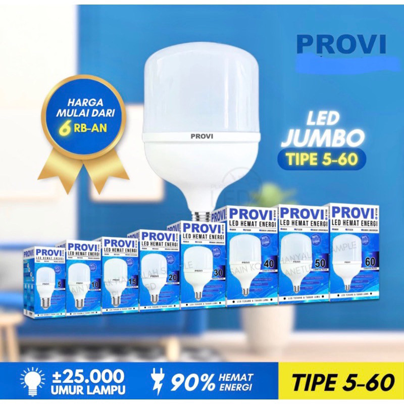 Jual Bohlam Bola Lampu Led Kapsul T Bulb PROVI 5 10 15 20 30 40 50 60 Super Terang Garansi 1 ...