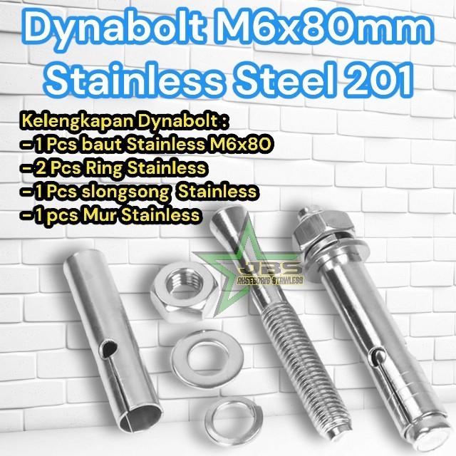 Jual DYNABOLT SS 201 M6×80 - DINABOLT - ANCHOR BOLT STAINLESS | Shopee ...
