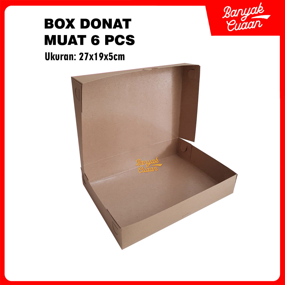 Jual Box Donat Kraft Polos Kotak Donat isi 6 | Dus Roti coklat Kemasan ...