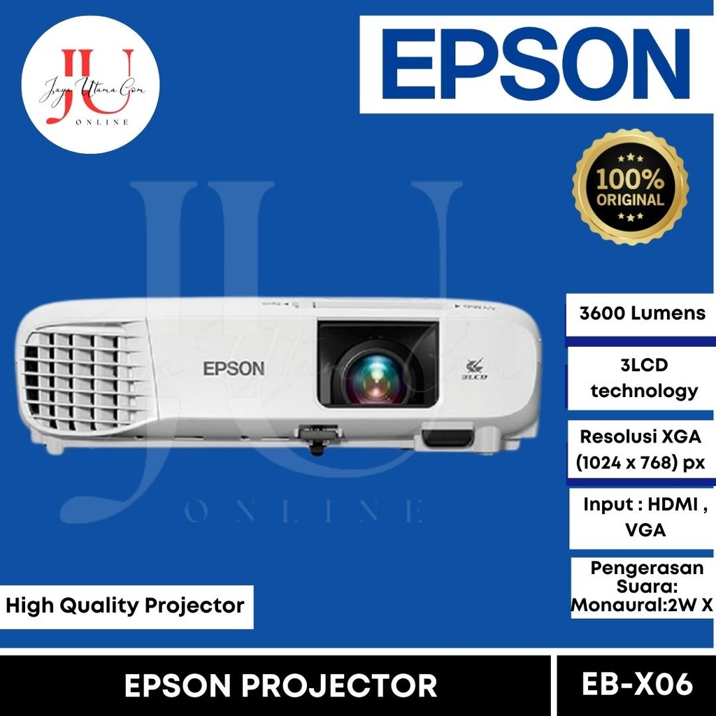 Jual Proyektor Epson EB X06 3.600 Lumens / Epson Projector XGA 3LCD EB-X06 Original | Shopee ...