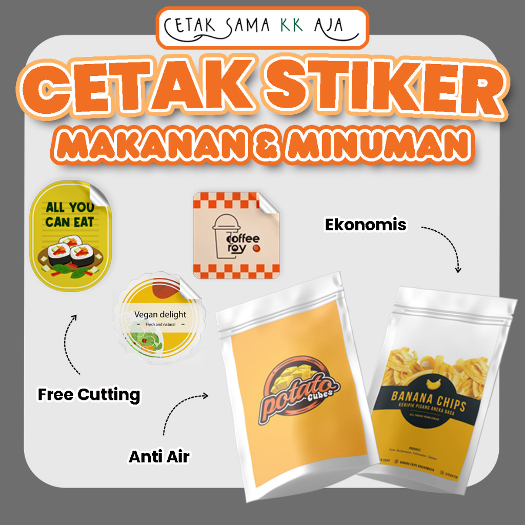 Jual [FREE CUTTING] CETAK STIKER MAKANAN MINUMAN STIKER VINYL ANTI AIR ...