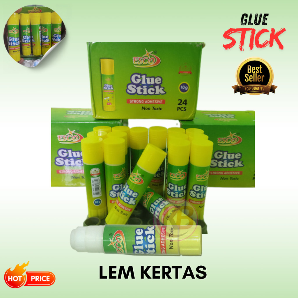 Jual Paket 1 Lusin (12 Pcs) - Lem kertas Glue stick Esco / Lem kertas / Lem putar | Shopee Indonesia