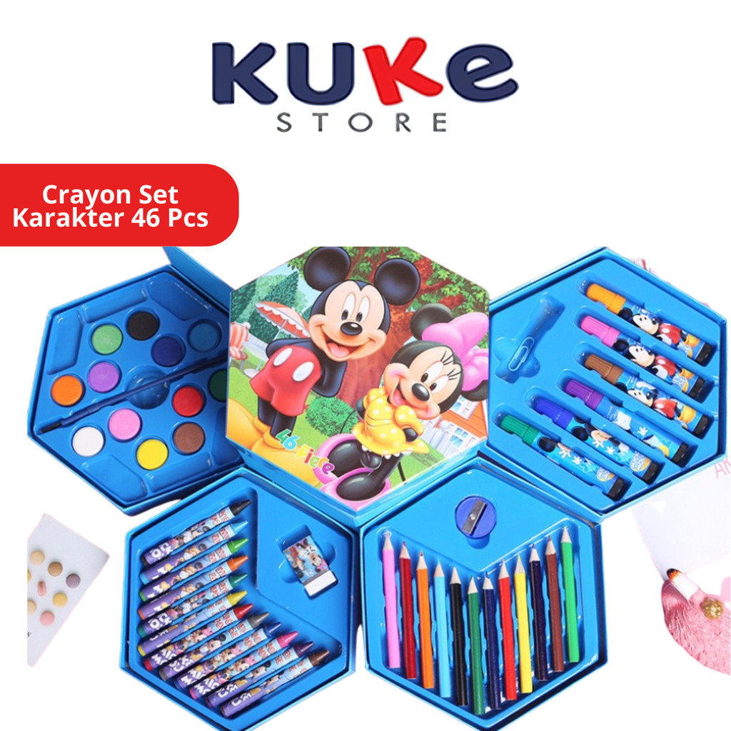 Jual Crayon Set Karakter 46 Pcs - Peralatan Menggambar Mewarnai Isi ...