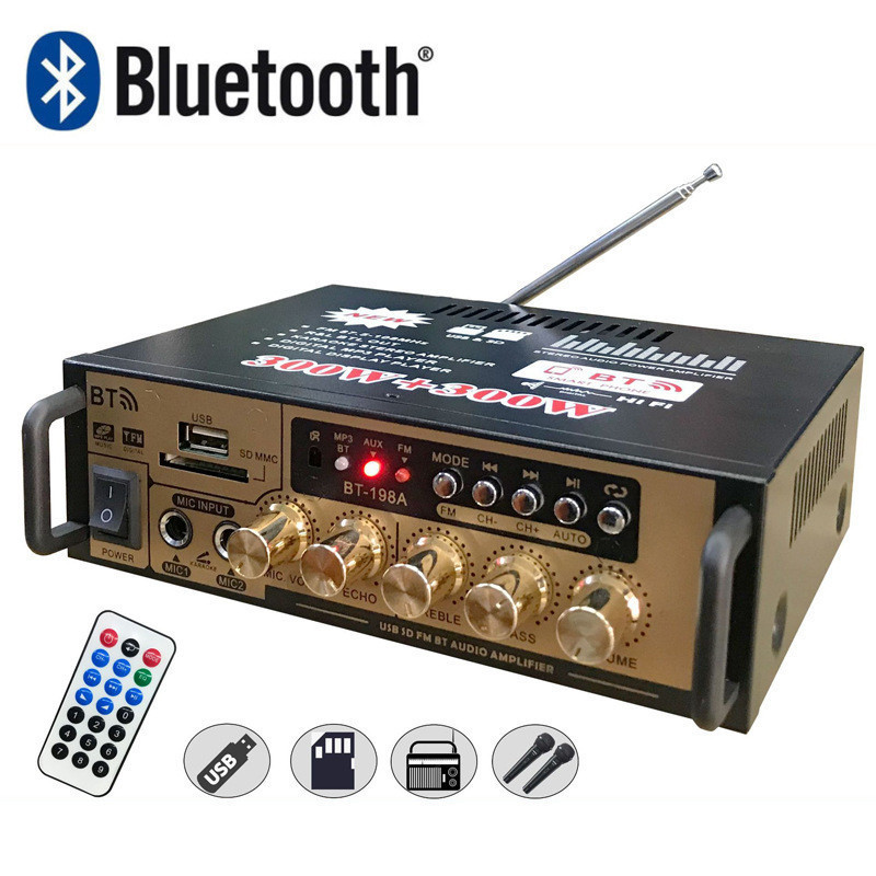 Jual 300W+300W Digital Hifi Bluetooth Stereo Audio Amplifier Fm Radio Usb BT-198E Amplifier ...