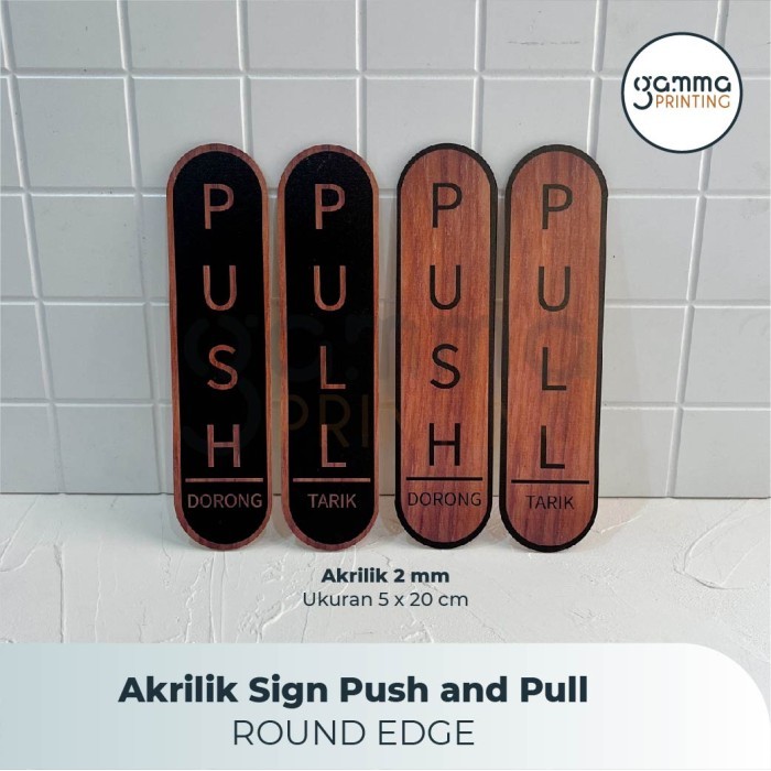Jual Signage Push Pull Acrylic Rounded / Sign Pintu Dorong Tarik ...