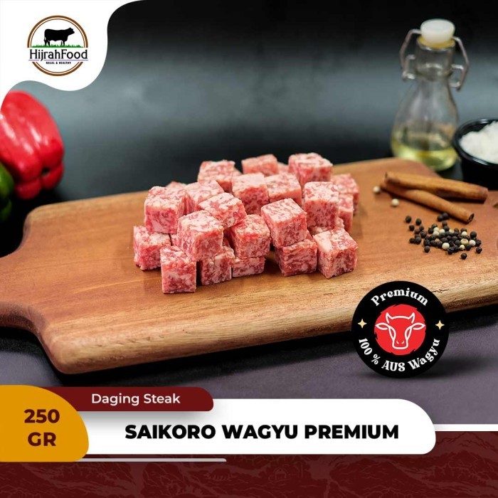 Jual Saikoro Beef Wagyu Premium AUS Daging Sapi Potong Dadu Real Wagyu ...