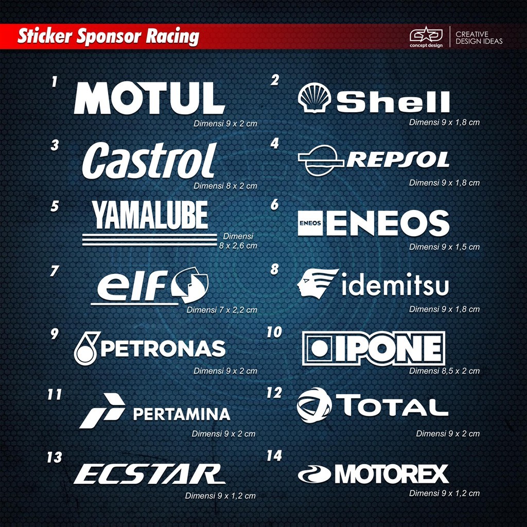 Jual Sticker Sponsor Balap / Racing / Motogp / Superbike JDM | Shopee ...