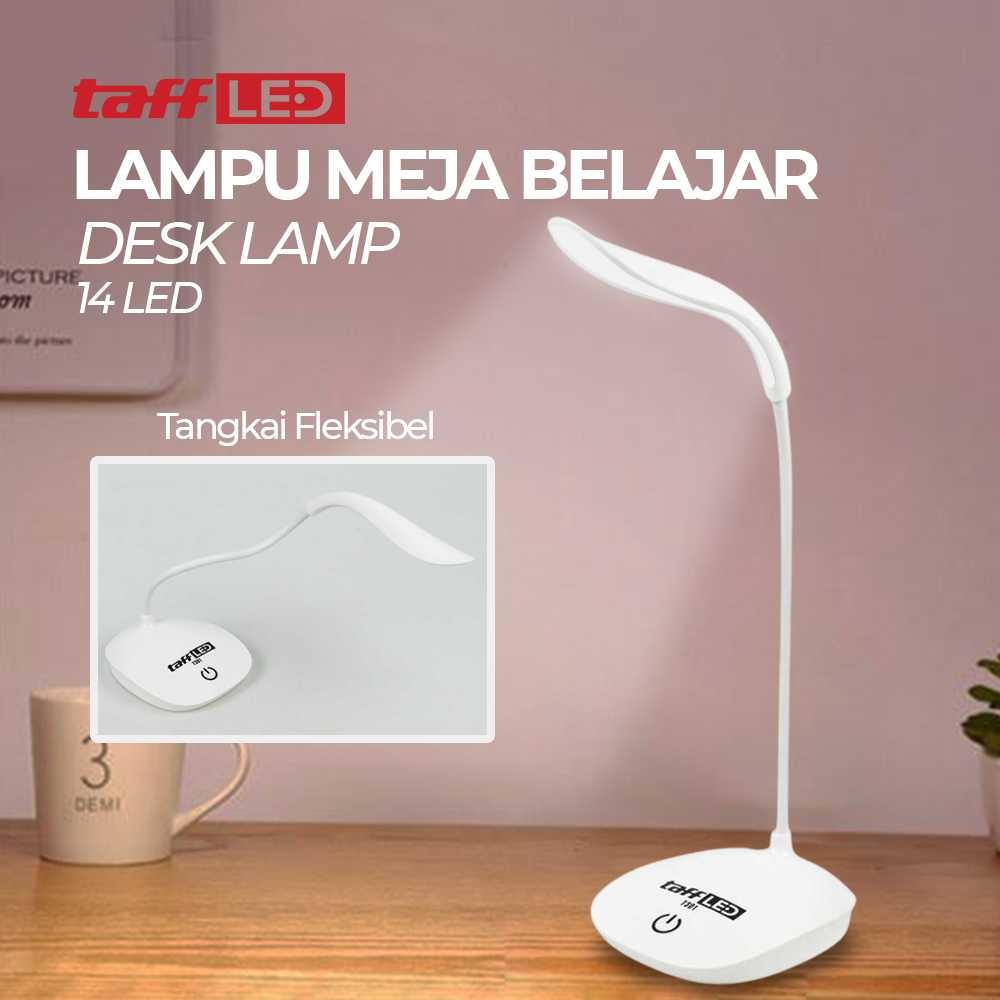 Jual TaffLED Lampu Meja Belajar Desk Lamp Rechargeable 14 LED White ...
