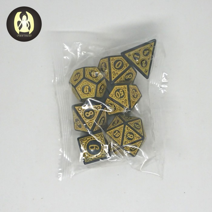 Jual Dadu/Dice DND Polyhedral set isi 7 (Retro Texture Yellow) | Shopee ...