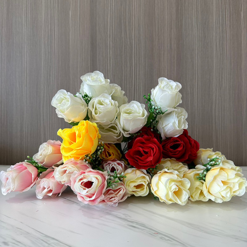 Jual Bunga Mawar Rose Artificial 1 Tangkai 5 Cabang Premium Mekar Bunga ...