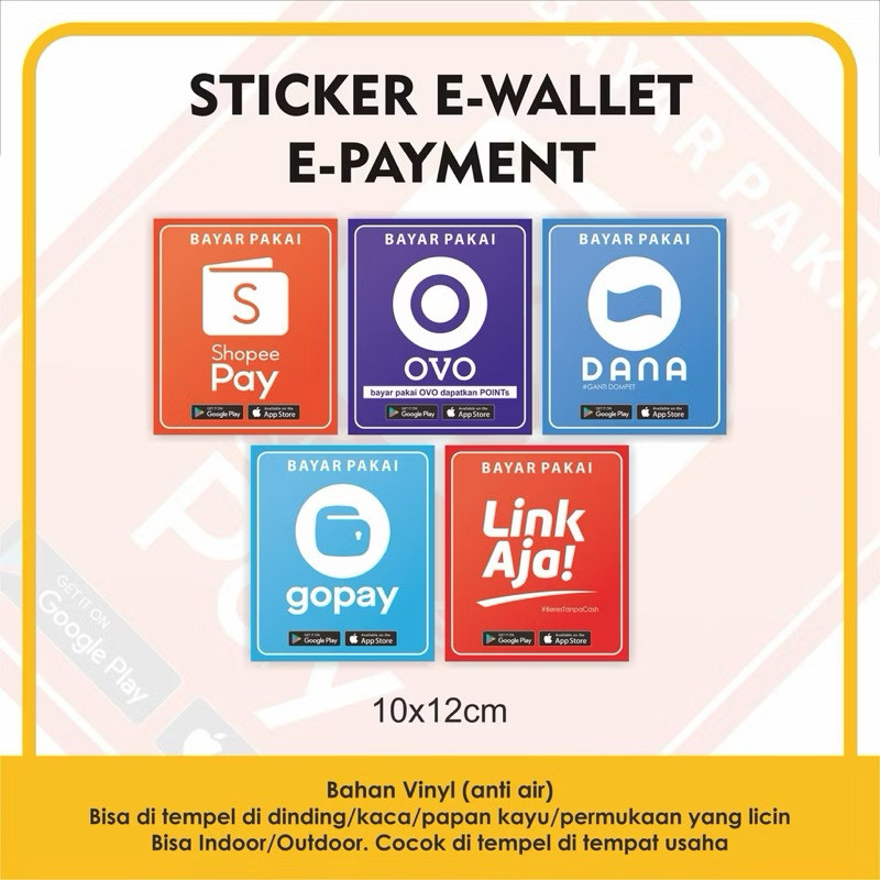 Jual Sticker E-Wallet E-Payment Shopeepay Dana Ovo Gopay Linkaja Stiker ...