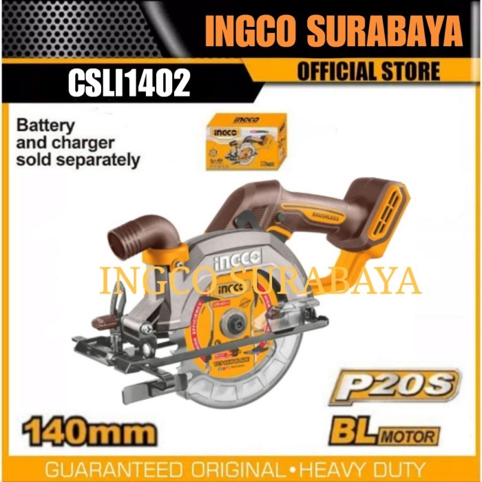 Jual INGCO CSLI1402 CIRCULAR SAW CORDLESS MINI 5" GERGAJI KAYU SERKEL ...