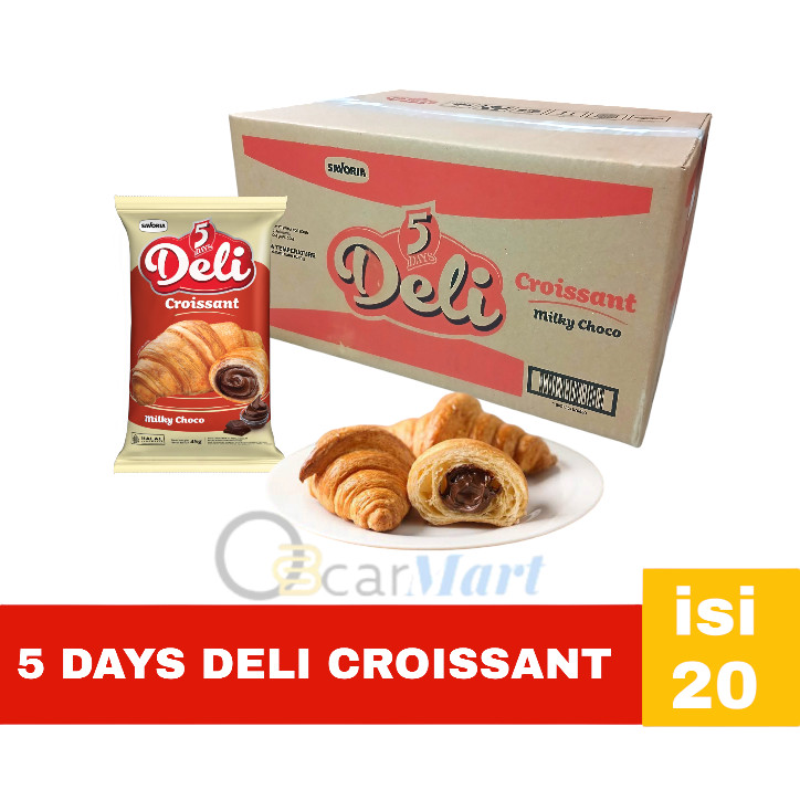 Jual 5 DAYS DELI Roti Croissant 1 Dus isi 20 Cokelat | Shopee Indonesia