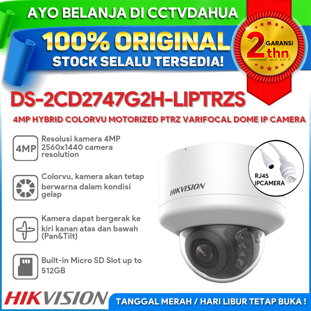 Jual HIKVISION DS-2CD2747G2H-LIPTRZS 4MP HYBRID COLORVU MOTORIZED PTRZ VARIFOCAL DOME IP CAMERA ...
