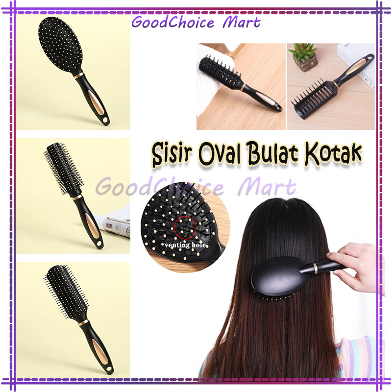 Jual Sisir Rambut Hitam Premium / Sisir Rambut Anti Kusut Sisir Oval ...